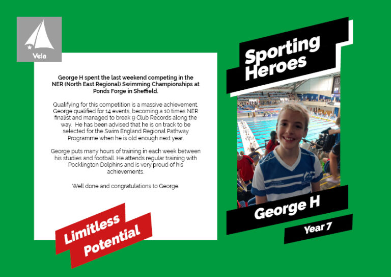 Hunsley Student George Competes in North East Regional Swimming ...